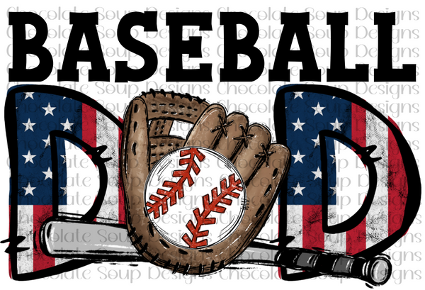 Baseball Dad American Flag – Chocolate Soup Designs