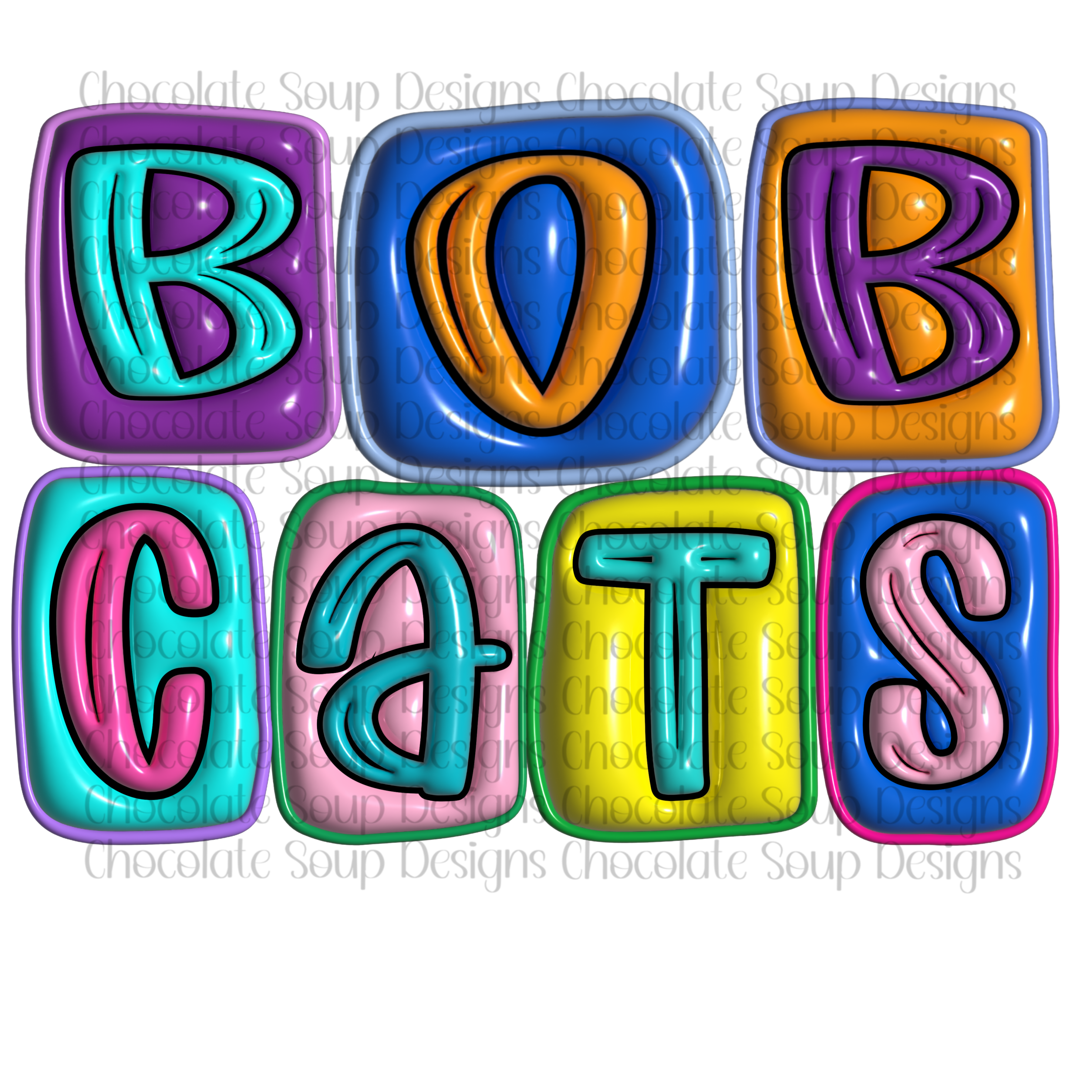3D Bubble Mascot Bobcats PNG – Chocolate Soup Designs
