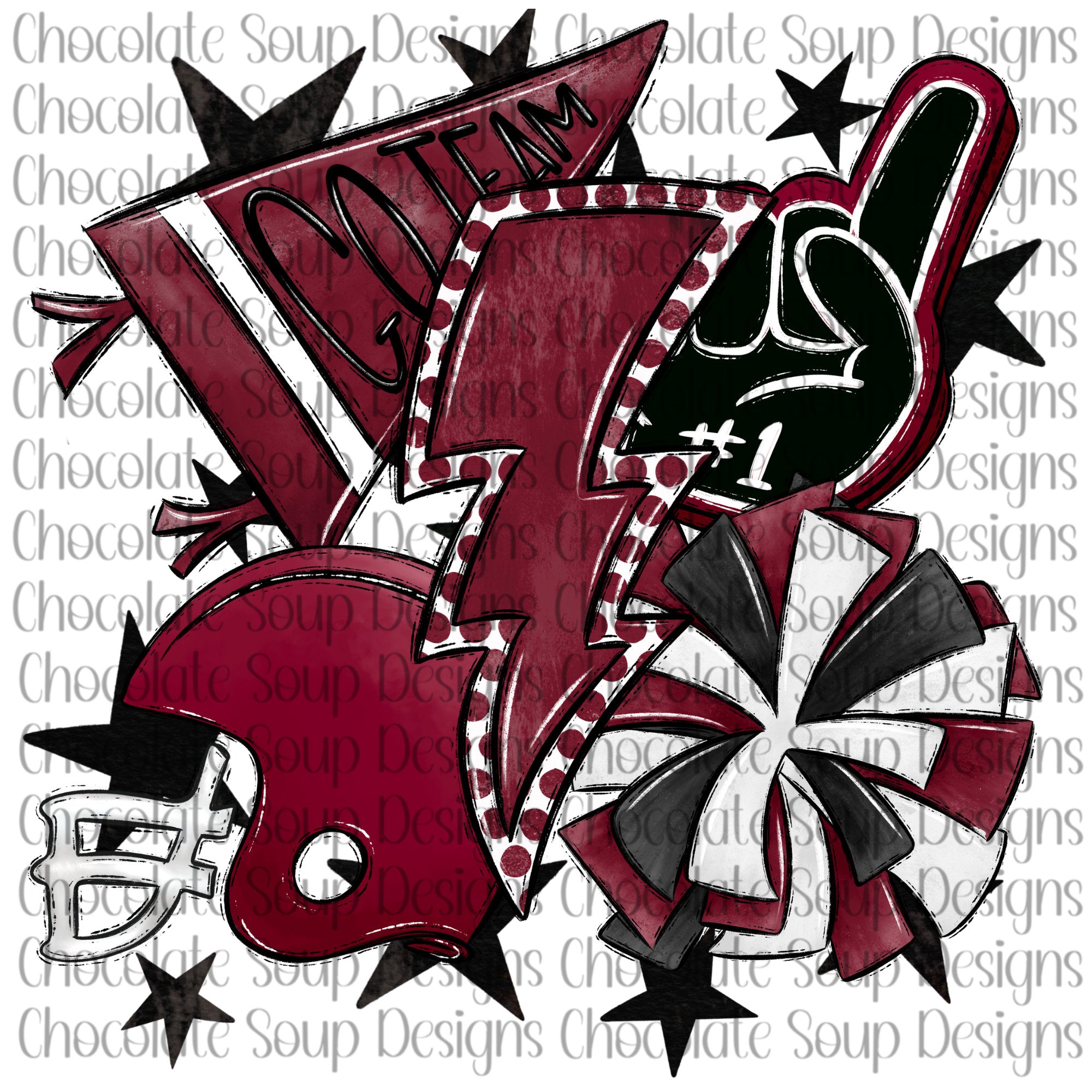 Football Collage-Maroon – Chocolate Soup Designs