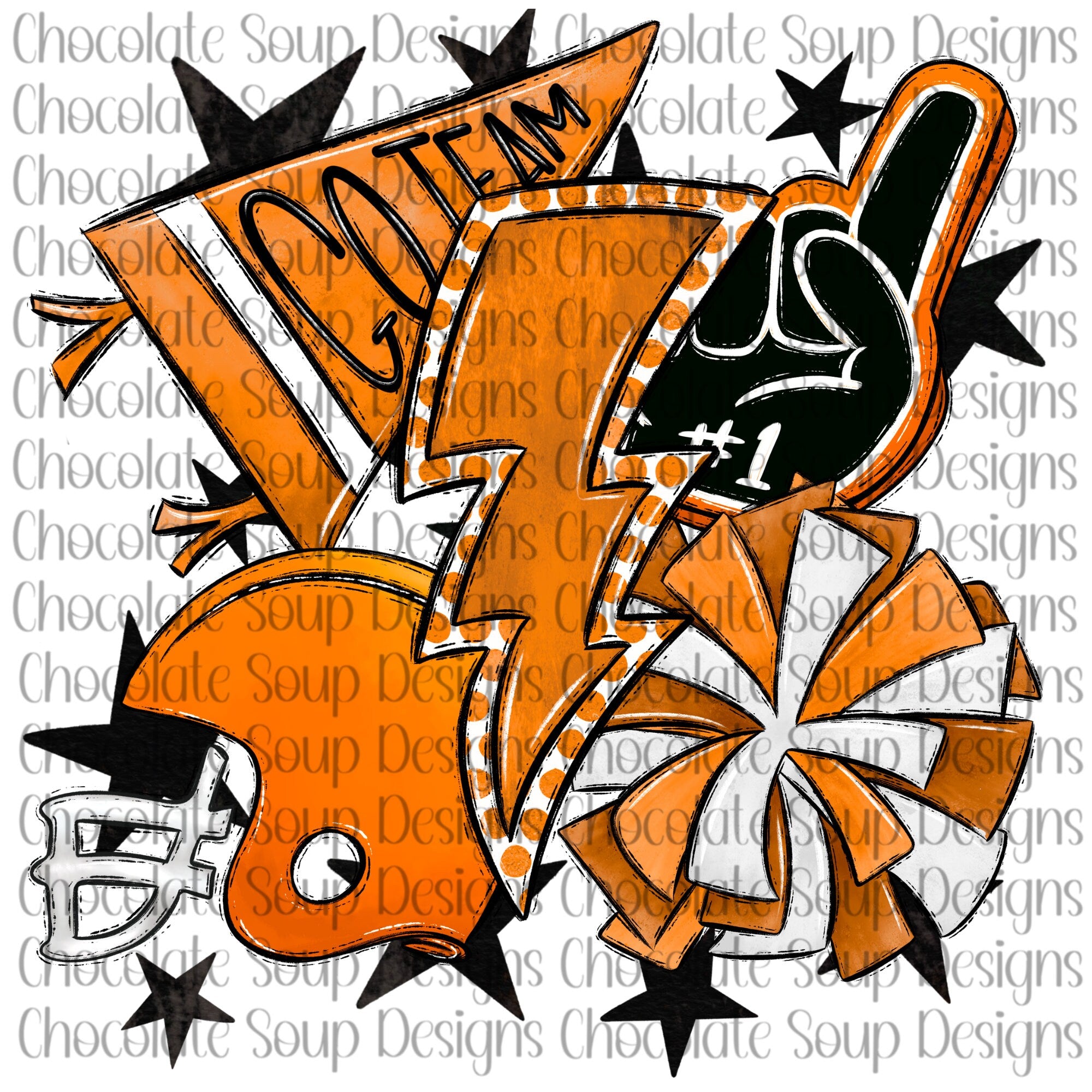 Football Collage-Orange – Chocolate Soup Designs