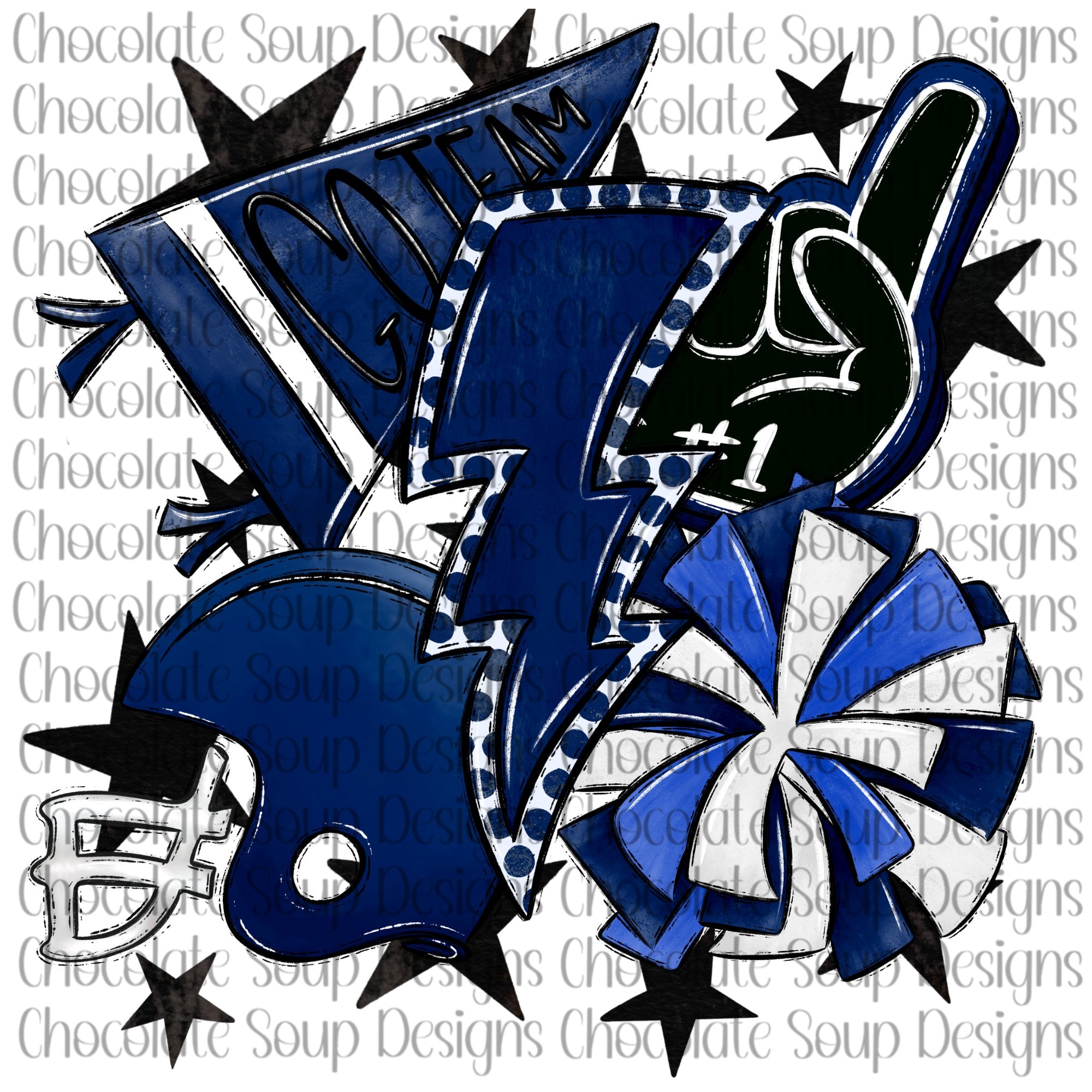 Football Collage-Navy Blue – Chocolate Soup Designs
